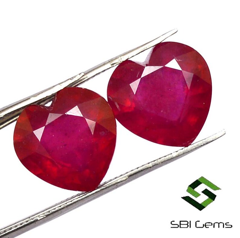 11x11 Mm Natural Ruby Heart Shape Cut Pair 12.73 Cts - Etsy