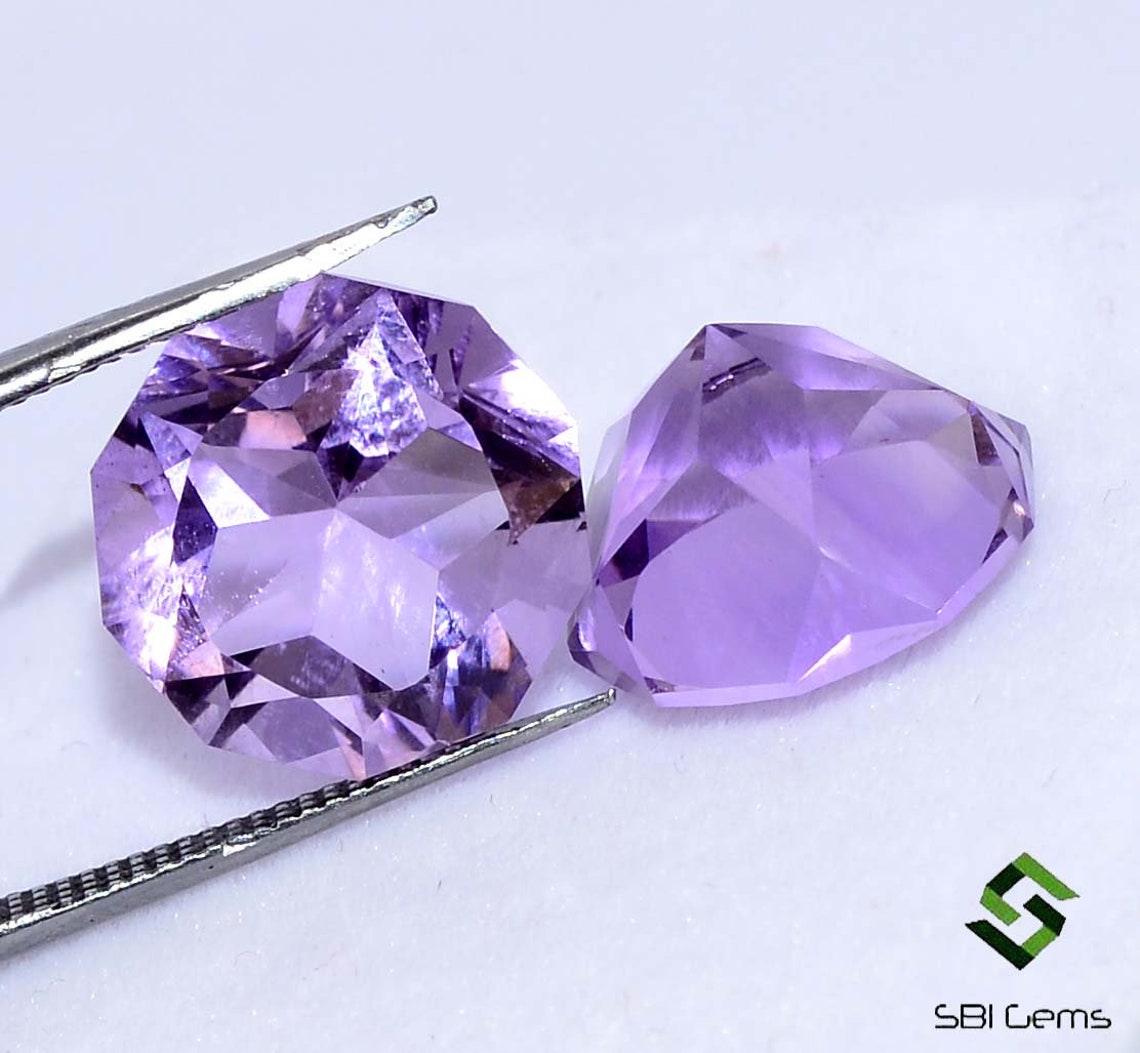 12.50x12.50 Mm Certified Natural Amethyst Fancy Shape Cut Pair 12.60 ...