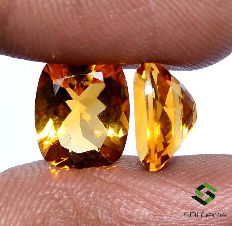 11x9 Mm Natural Citrine Cushion Cut 2 Pair Untreated Golden - Etsy