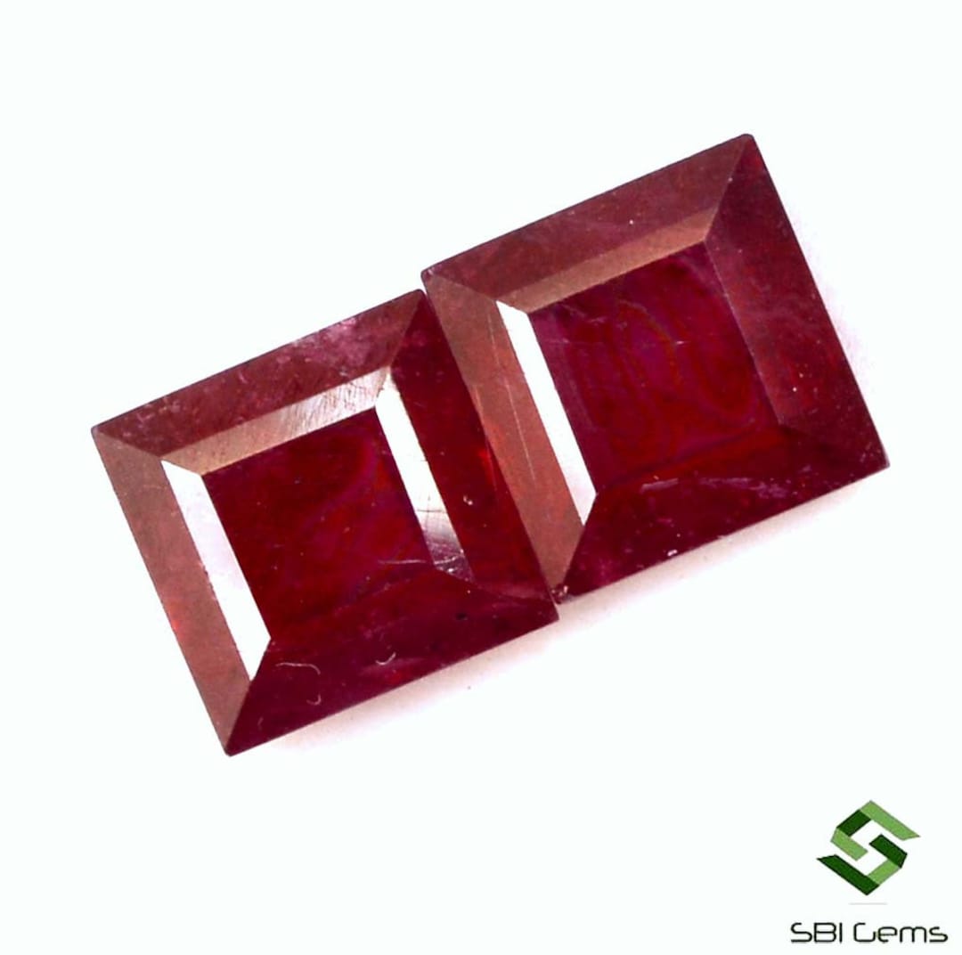 7 Mm Natural Ruby Square Cut Pair 5.91 CTS Loose Gemstones GF - Etsy
