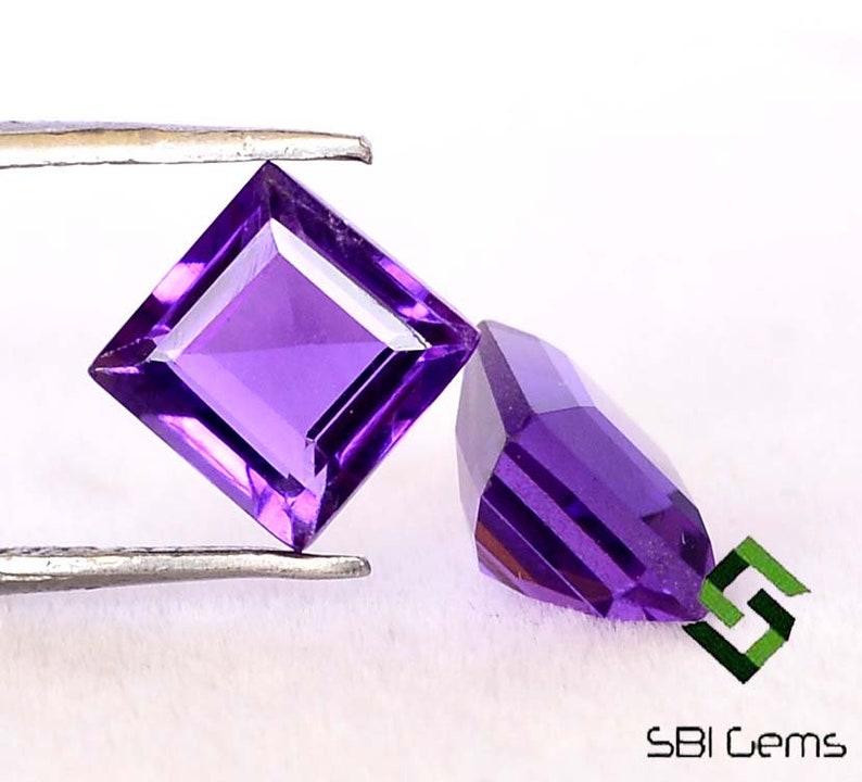 6x6 Mm Natural Amethyst Square Cut 3 Quality Pairs Calibrated Untreated ...