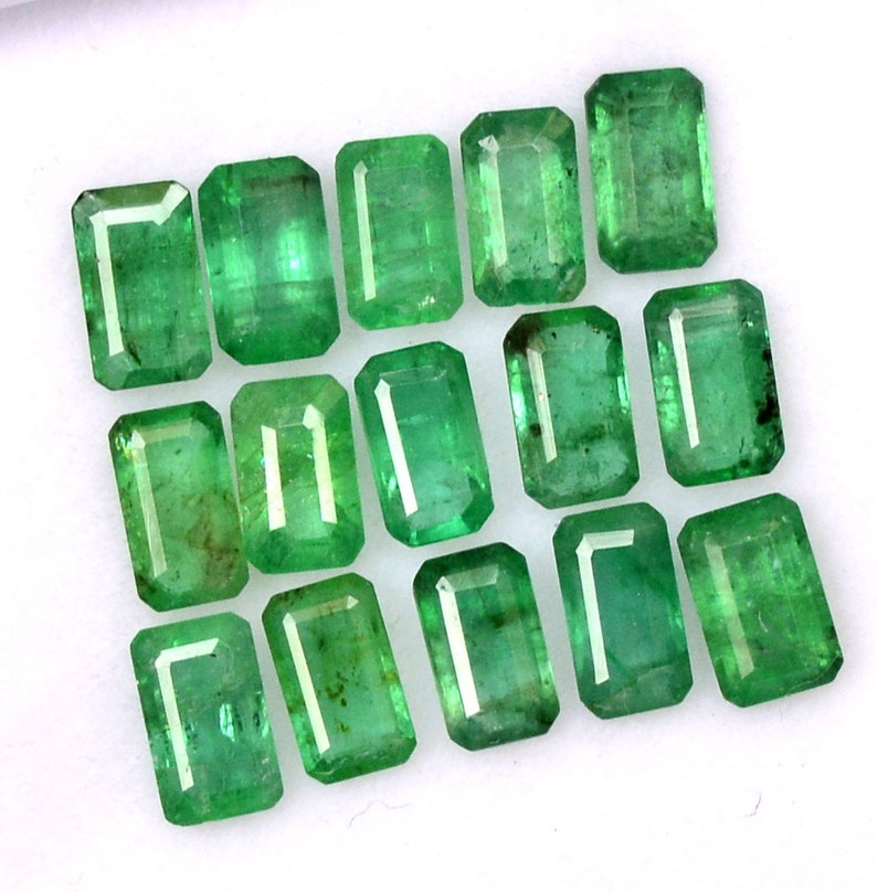 5x3 mm Natural Emerald Octagon Cut Lot 29 Pcs Faceted Unheated | Etsy
