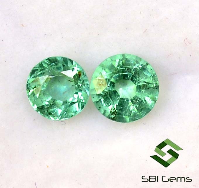 4.50 Mm Certified Natural Emerald Round Cut 5 Quality Pairs Untreated ...