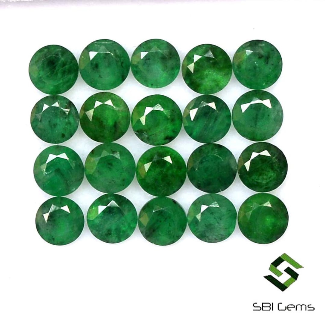 4 Mm Natural Emerald Round Cut Lot 20 Pcs 4.78 Cts Calibrated Loose ...