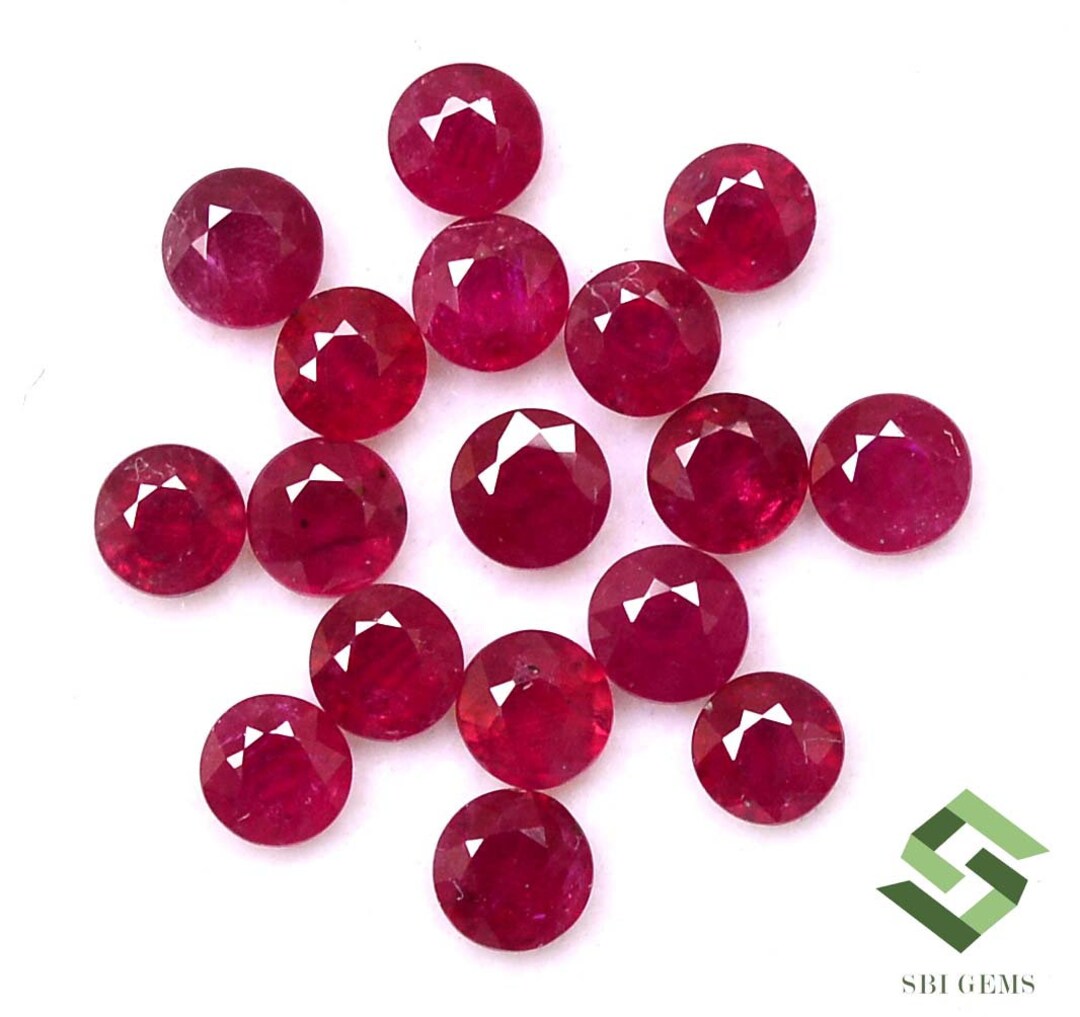 4 Mm, 5 Mm Natural Ruby Round Cut Lot 05 Pieces 2 Quality Mozambique ...