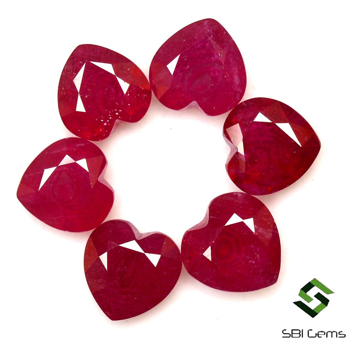 10x10 Mm Natural Ruby Heart Shape Cut Gemstone Lot: 06 Piece Glass ...