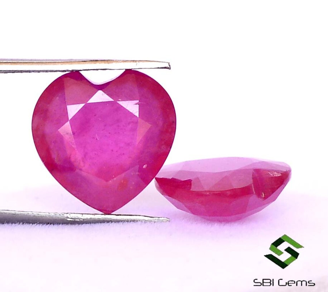 11x11 Mm Natural Ruby Heart Shape Cut 3 Quality Pair Calibrated Faceted ...