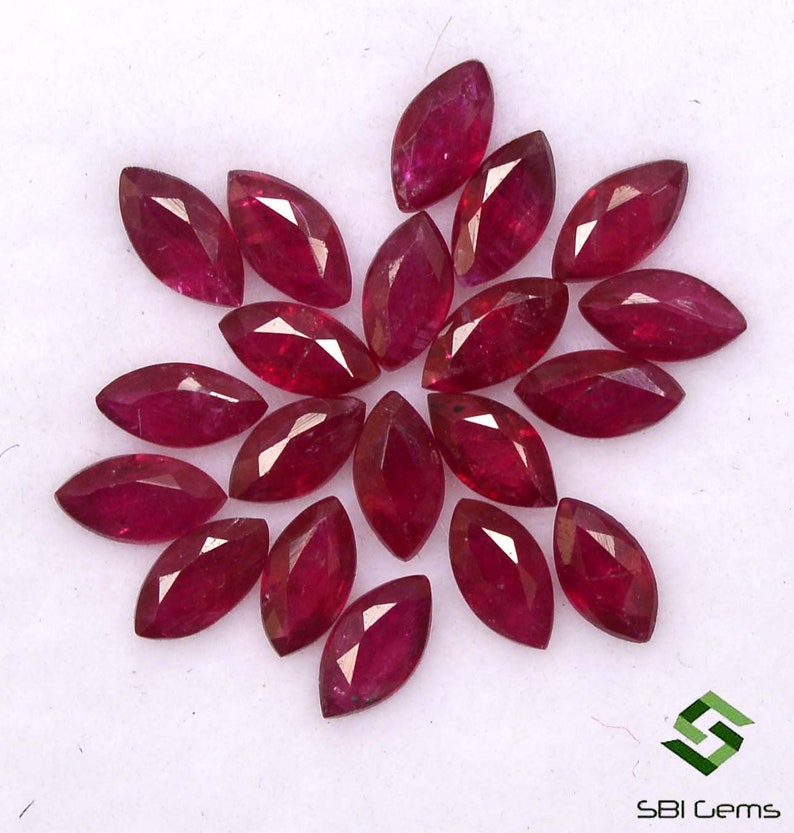 4x2 Mm Natural Ruby Marquise Cut Lot: 20 Piece Faceted Loose Gemstones ...