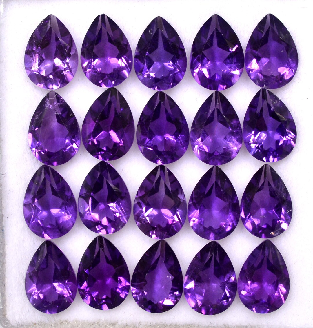 7x5 Mm Natural Amethyst Pear Cut Lot Faceted Top African Faceted Loose ...