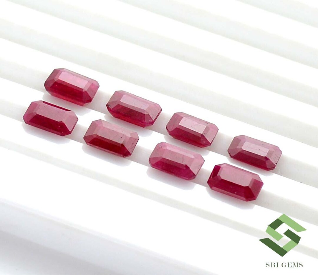 6x4 Mm Natural Ruby Octagon Cut 3 Quality Lot Calibrated Loose ...