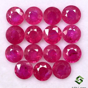 5 Mm Natural Ruby Round Cut Lot 15 Pcs 8.92 Cts Calibrated Deep Red ...
