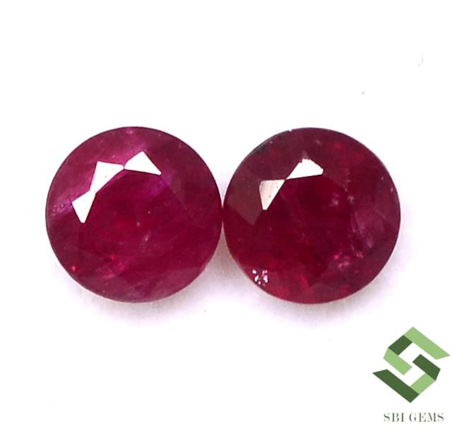 5.50 Mm Certified Natural Ruby Round Cut Pair 2 Quality Mozambique ...