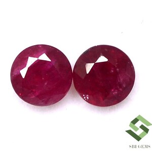 5.50 Mm Certified Natural Ruby Round Cut Pair 2 Quality Mozambique ...
