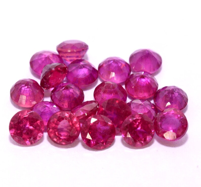 4 Mm Natural Ruby Round Cut Lot 20 Pcs 7.36 Cts Calibrated | Etsy