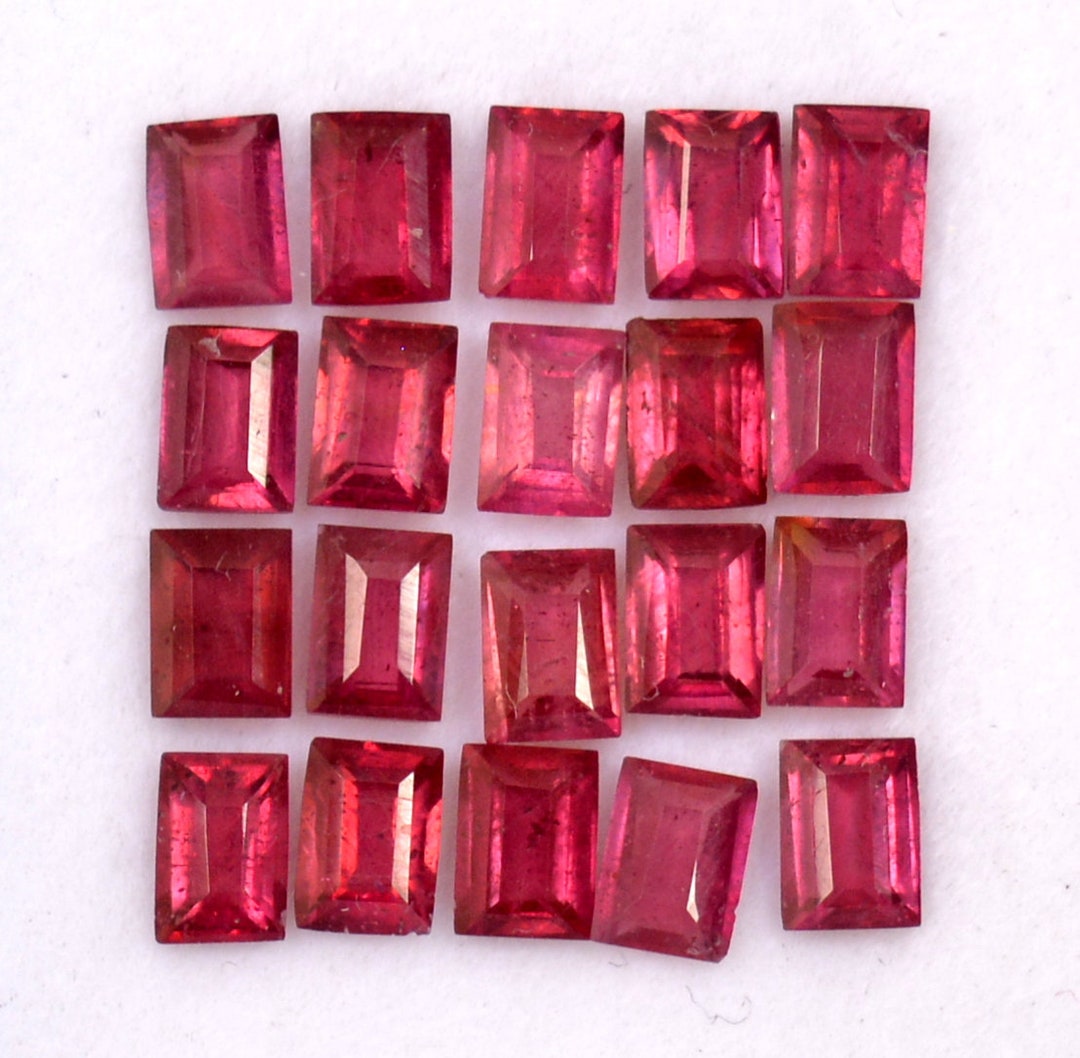 3.50x2.50 Mm Natural Ruby Baguette Cut Lot 22 Pcs 4.26 Cts Calibrated ...