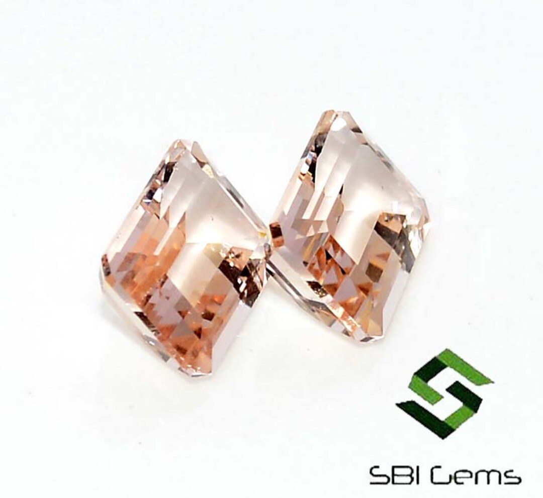 8x6 Mm Certified Natural Peach Color Morganite Octagon Cut Pair 3.04 CTS Best Quality Loose ...