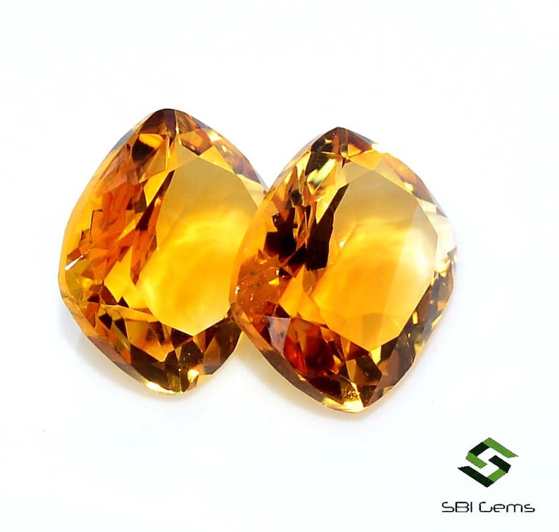 11x9 Mm Natural Citrine Cushion Cut 2 Pair Untreated Golden - Etsy