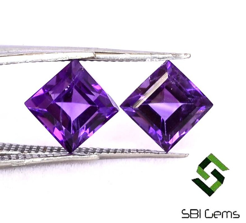 6x6 Mm Natural Amethyst Square Cut 3 Quality Pairs Calibrated Untreated ...