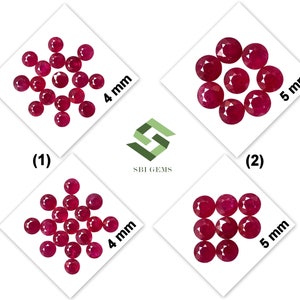 4 Mm, 5 Mm Natural Ruby Round Cut Lot 05 Pcs 2 Quality Mozambique ...