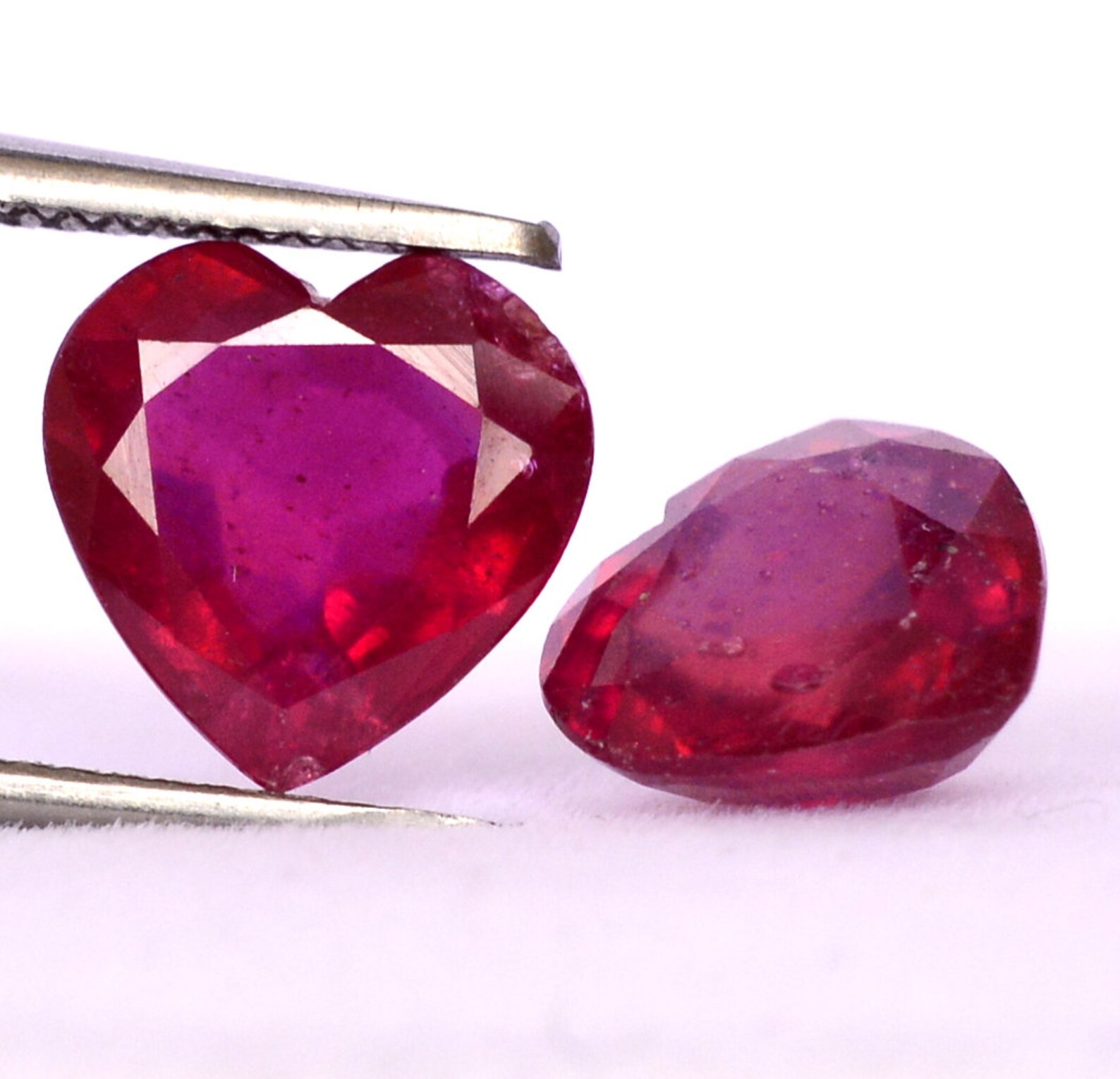 8x8 Mm Natural Ruby Heart Shape Cut Pair 4.33 Cts Faceted - Etsy
