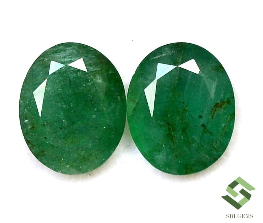 11x9 Mm Certified Natural Emerald Oval Cut Pair 6.74 CTS Untreated ...