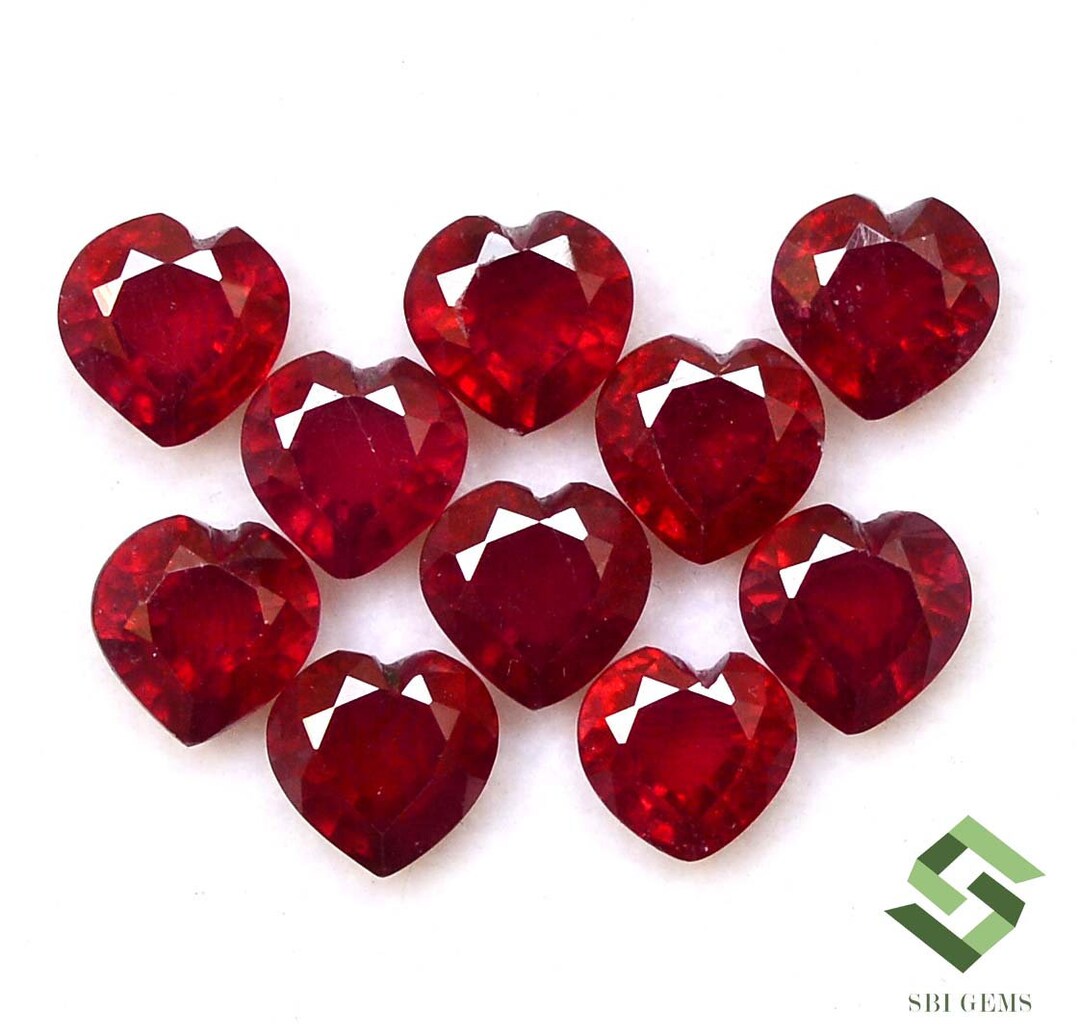 6x6 Mm Natural Ruby Heart Shape Gemstones: Lot 06 Piece Calibrated ...