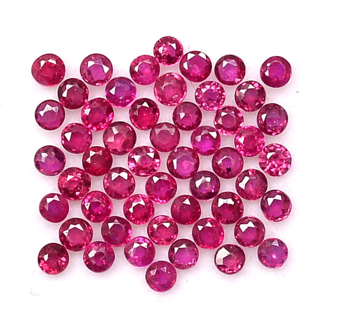 1.75 Mm Natural Ruby Round Cut Lot 50 Pcs 1.54 CTS Faceted Calibrated ...