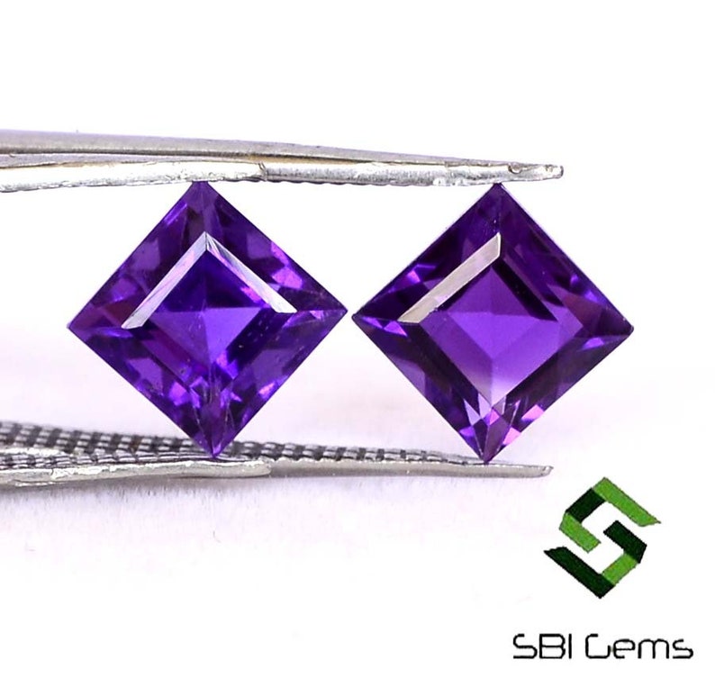 6x6 Mm Natural Amethyst Square Cut 3 Quality Pairs Calibrated Untreated ...