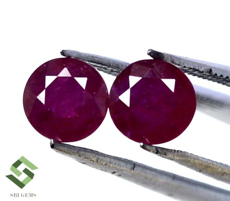 5.50 Mm Certified Natural Ruby Round Cut Pair 2 Quality Mozambique ...