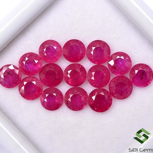 5 Mm Natural Ruby Round Cut Lot 15 Pcs 8.92 Cts Calibrated Deep Red ...