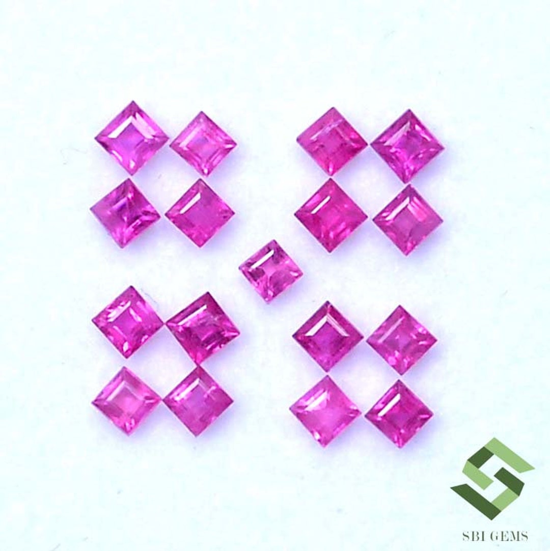 2x2 Mm Natural Ruby Square Cut Lot 15 Pieces 2 Quality Calibrated ...