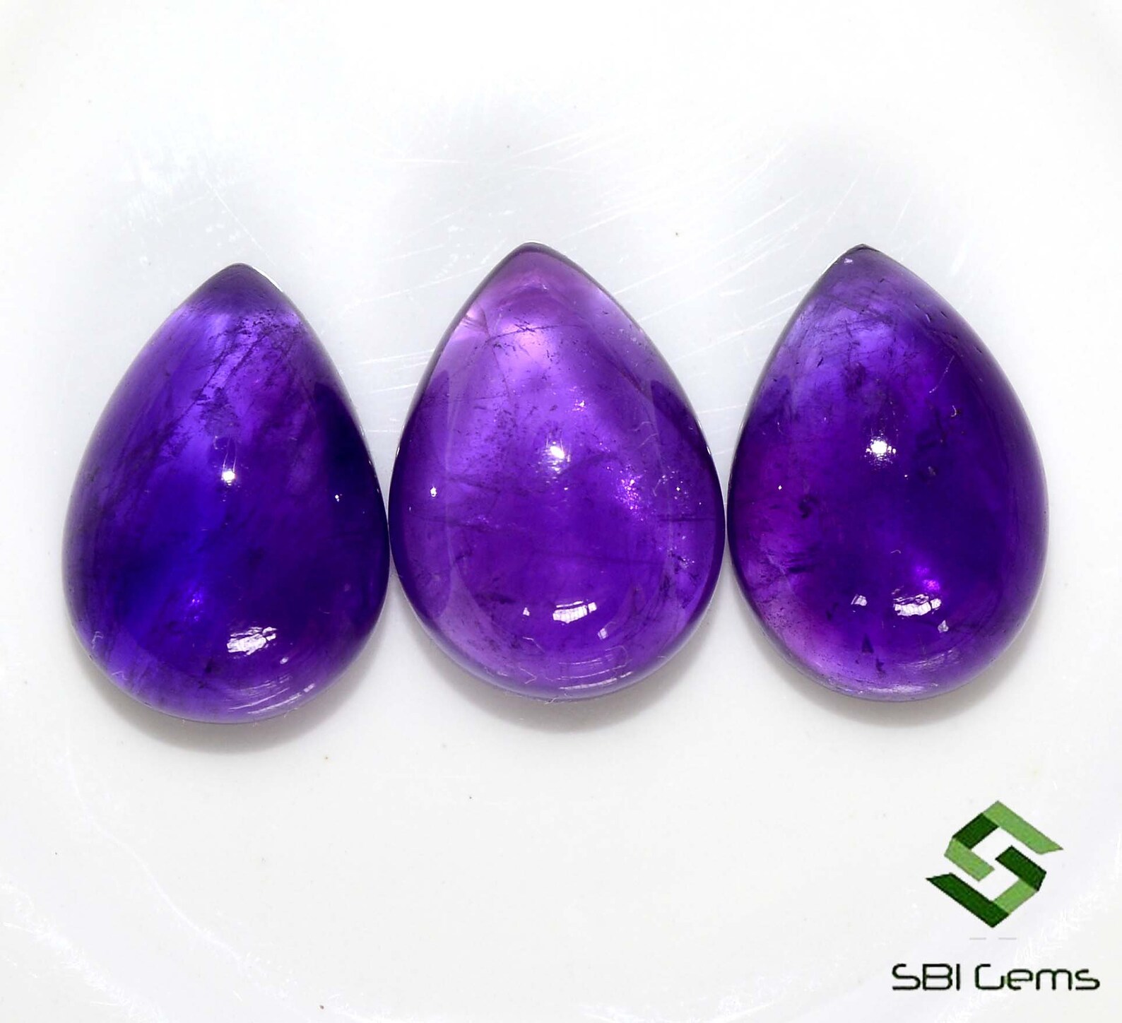 14x10 mm Natural Amethyst Pear Cabochon Lot 03 Pcs Untreated | Etsy
