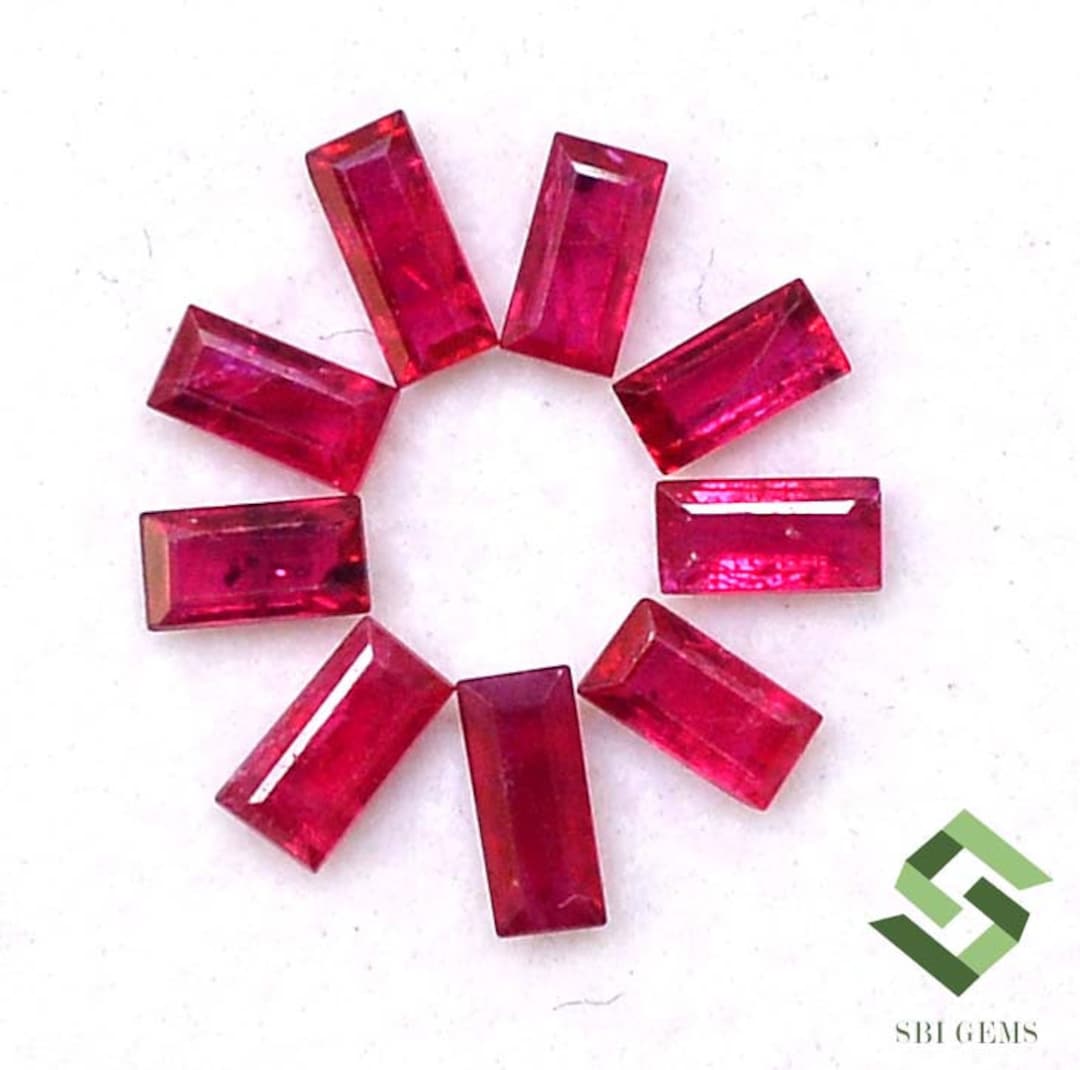 4.50x2.50 Mm Natural Ruby Baguette Cut Lot 09 Pcs 1.56 Cts Calibrated ...