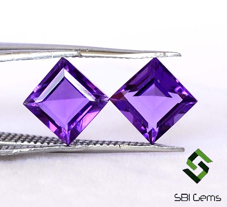 6x6 Mm Natural Amethyst Square Cut 3 Quality Pairs Calibrated Untreated ...