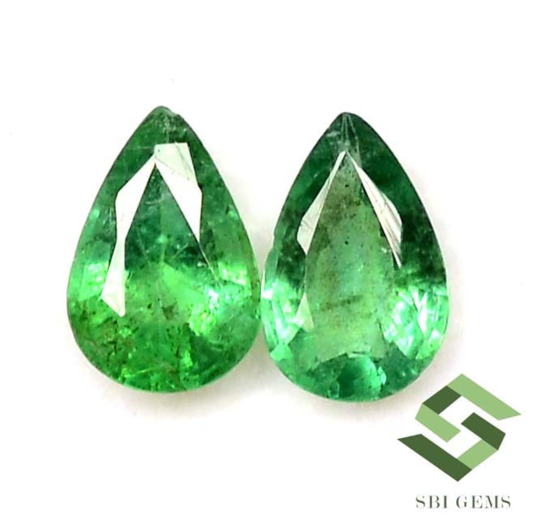6x4 Mm Certified Natural Emerald Pear Cut 4 Quality Pairs Untreated ...