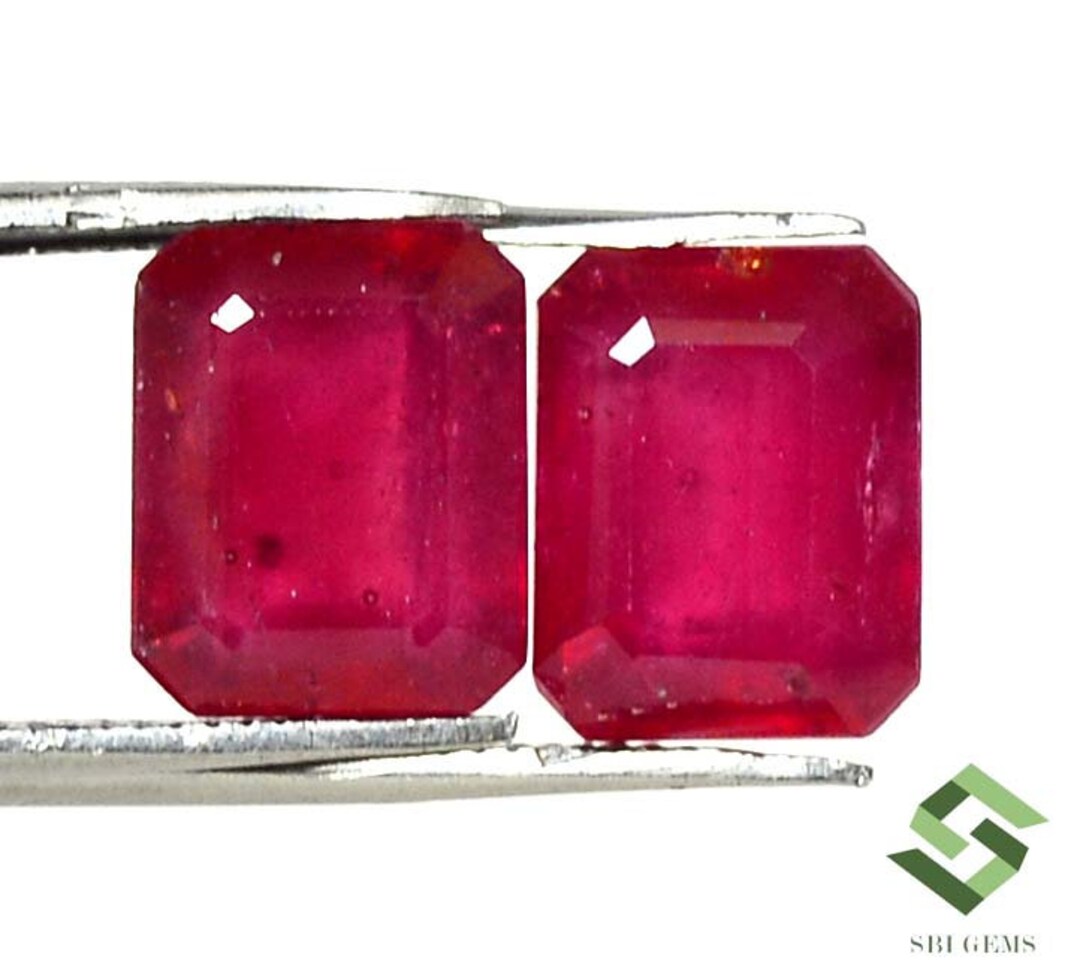 9x7 Mm Natural Ruby Octagon Cut Pair 6.79 CTS Calibrated Mozambique ...