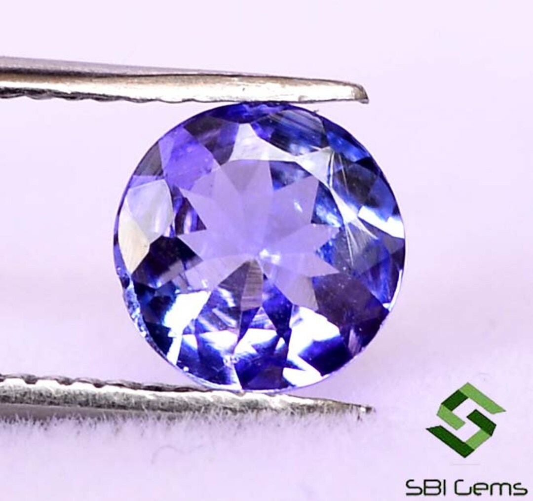 5.50 Mm Certified Natural Tanzanite Round Cut 0.54 CTS Faceted Loose ...