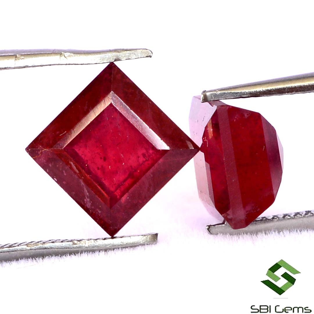 7 Mm Natural Ruby Square Cut Pair 5.91 CTS Loose Gemstones GF - Etsy