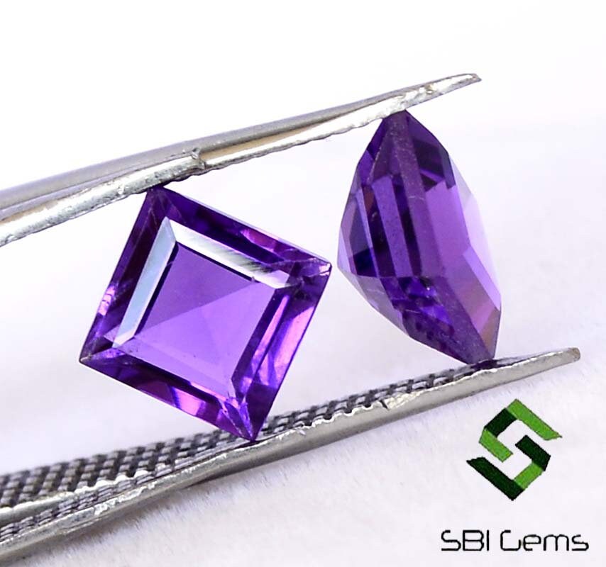 6x6 mm Natural Amethyst Square Cut 3 Quality Pairs Calibrated | Etsy