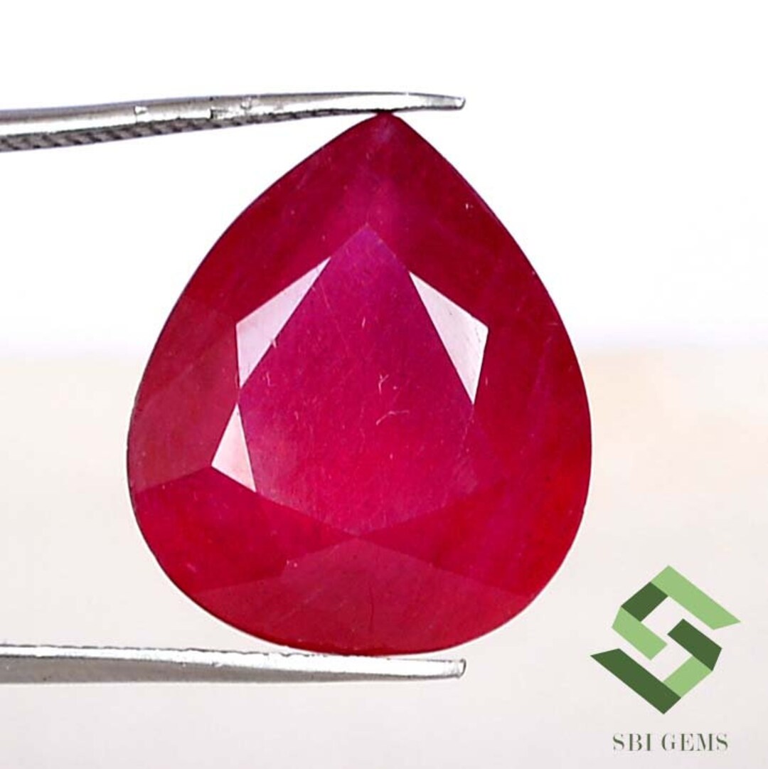 17x14 Mm Natural Ruby Pear Cut 12.38 CTS Mozambique Faceted Loose ...