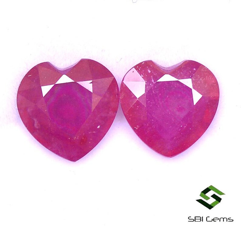 11x11 Mm Natural Ruby Heart Shape Cut 3 Quality Pair | Etsy