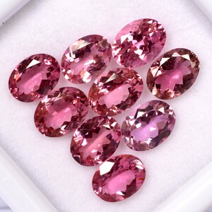 8x6 Mm Natural Pink Tourmaline Oval Cut Lot 10 Calibrated Faceted Loose ...