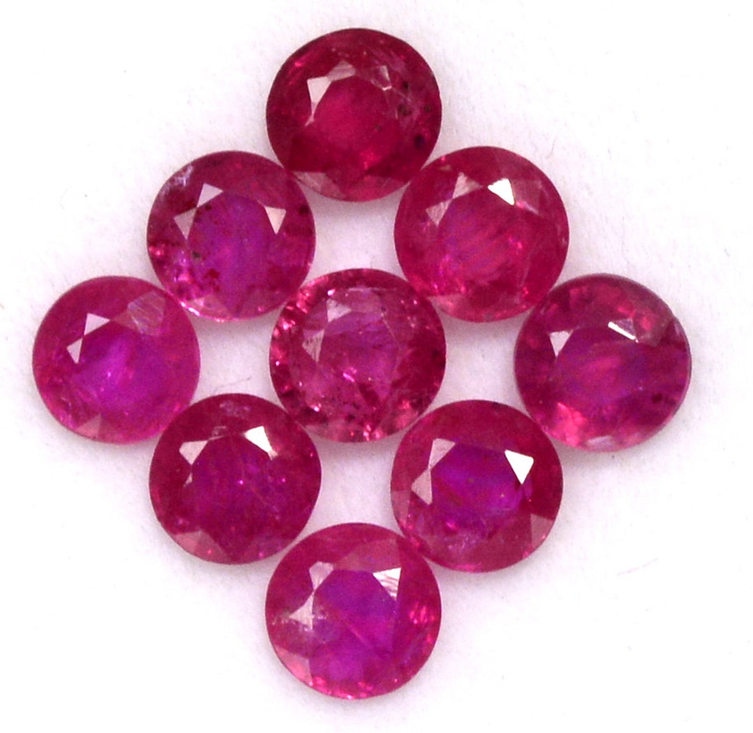 4 Mm Natural Ruby Round Cut Lot 2 Quality Lot Calibrated Faceted Loose ...