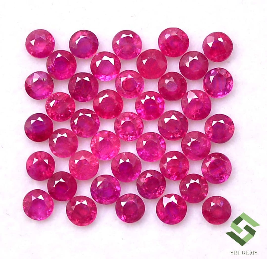 3 Mm Natural Ruby Round Cut Lot 20 Pcs 3.11 CTS Calibrated Mozambique ...