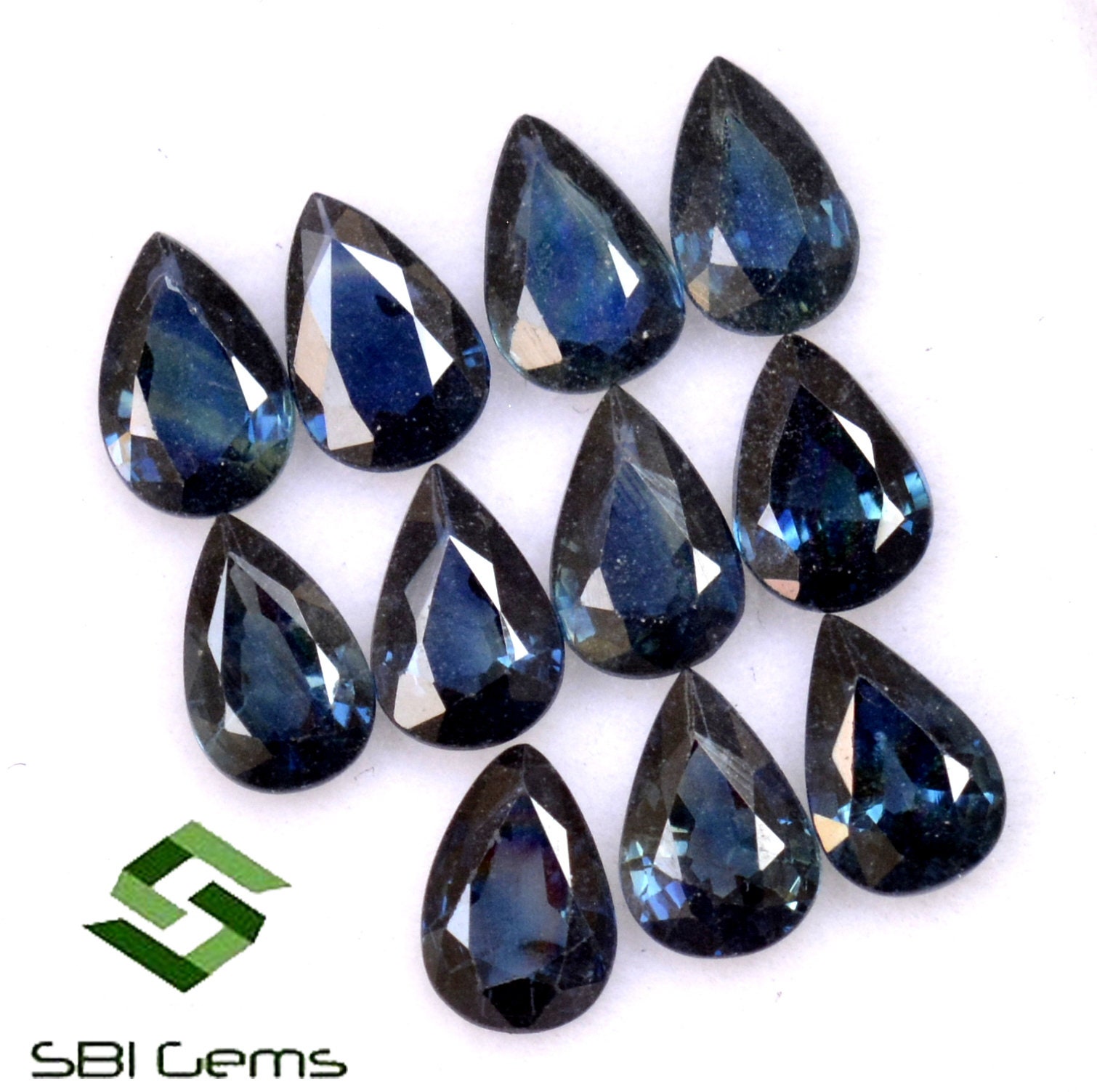 6x4 Mm Natural Blue Sapphire Pear Cut Lot: 11 Piece Calibrated Loose ...