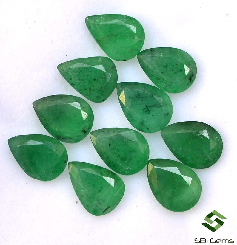 7x5 Mm Certified Natural Emerald Pear Cut Lot 10 Pcs Untreated - Etsy