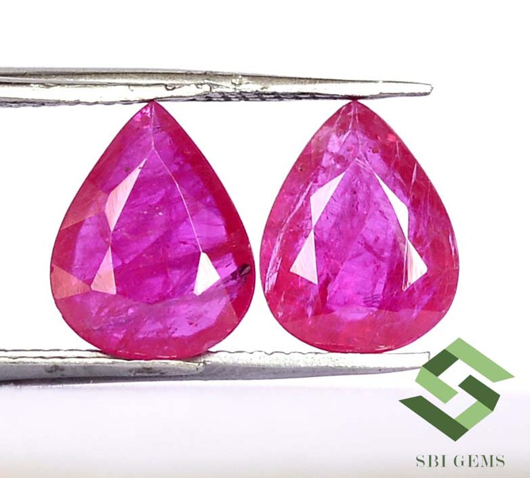 9x7 Mm Certified Natural Ruby Pear Cut 2 Quality Pairs Calibrated Loose ...