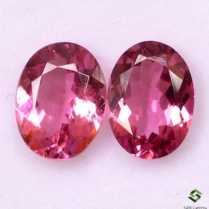 7.50x5.50 Mm Certified Natural Pink Tourmaline Oval Cut Pair Faceted ...
