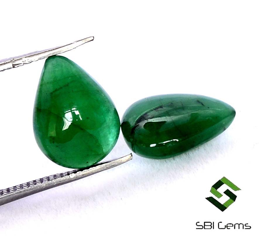 11x8 Mm Certified Natural Emerald Pear Cabochon Pair 5.06 Cts - Etsy