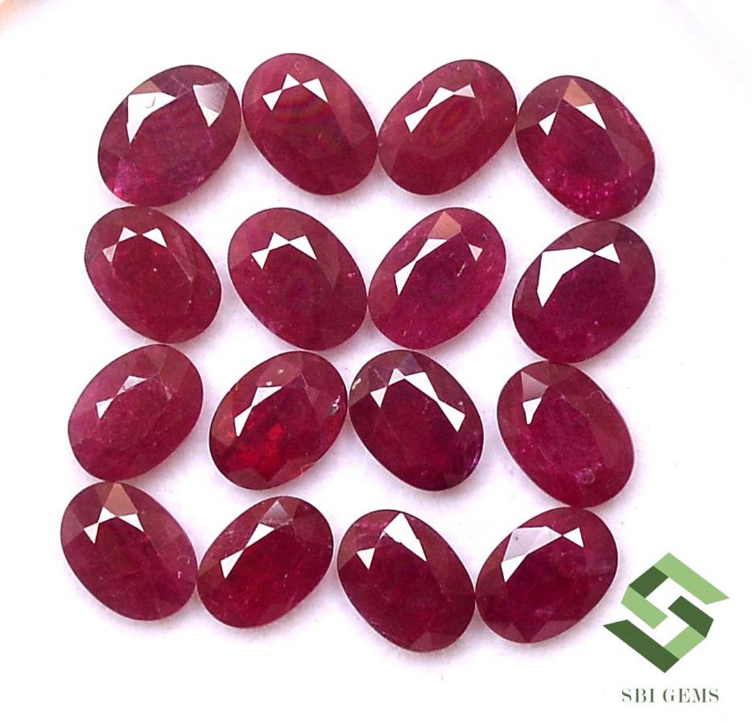 7x5 Mm Natural Ruby Oval Cut Lot 10 Pcs 9.11 CTS Calibrated Loose ...
